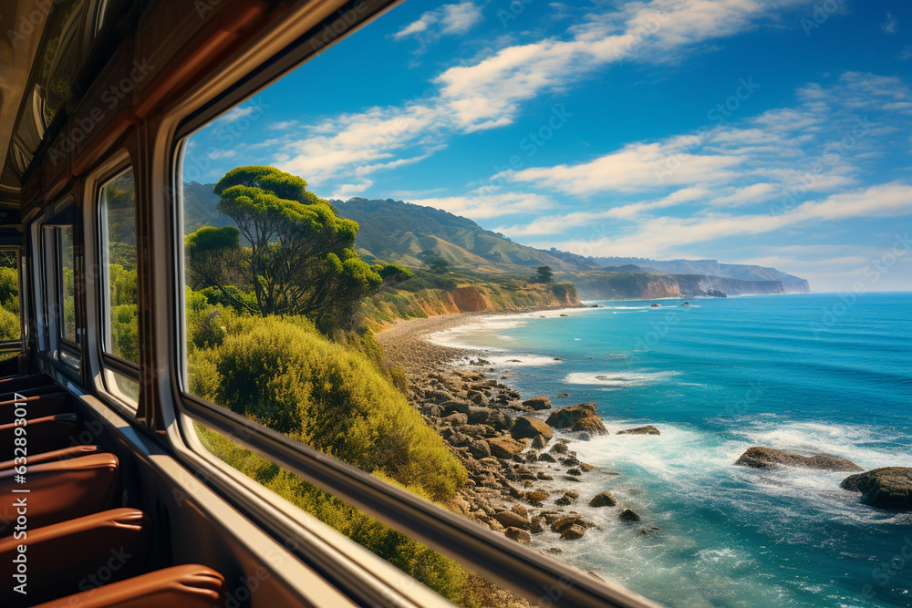 train journey along a coastal route, enjoying breathtaking views of the ...