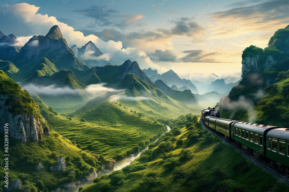 train journey through mountainous regions, witnessing spectacular ...