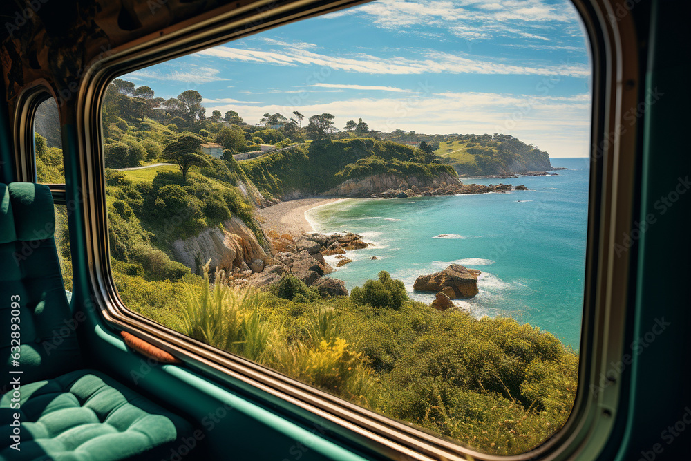 train journey along a coastal route, enjoying breathtaking views of the ...