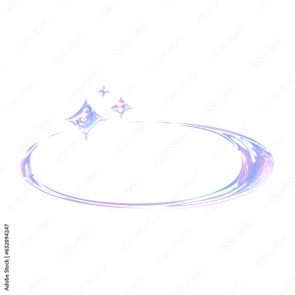 Ring frame border Y2K element with pastel hologram holographic chrome ...