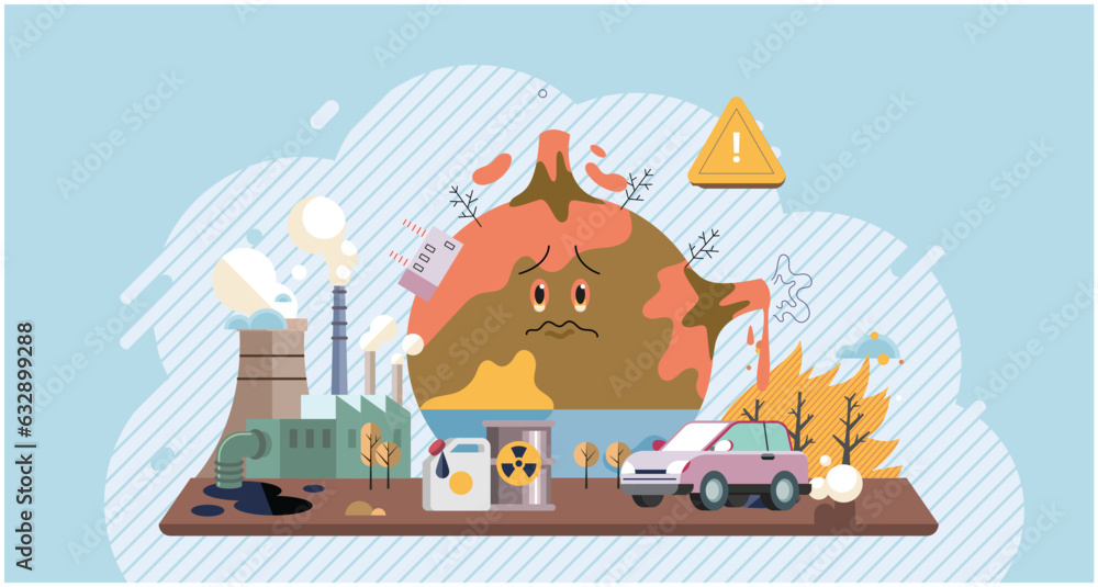 Planet Earth in smoke, plastic, garbage. Toxic air pollution ...