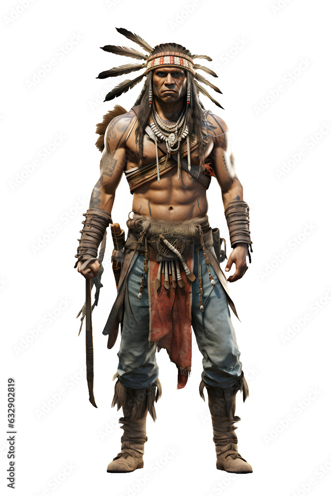 Tribal Indian warrior, native American tribe man, ancient civilization ...