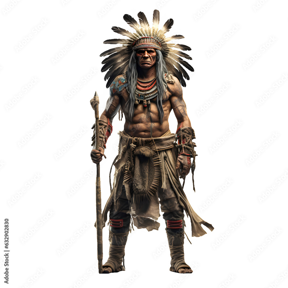 Tribal Indian warrior, native American tribe man, ancient civilization ...