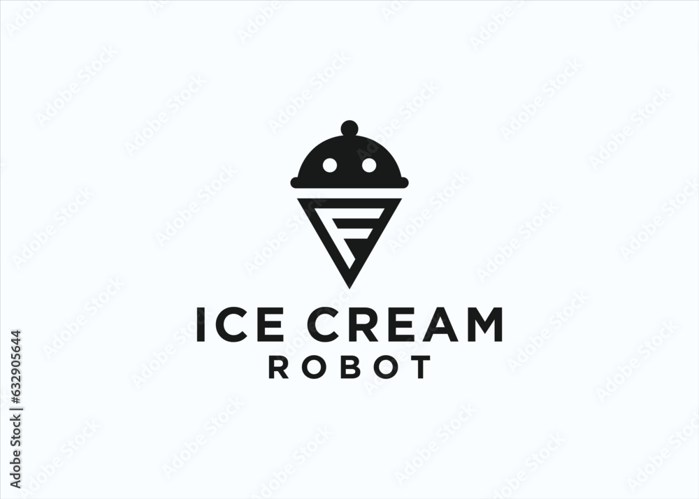 ice cream robot logo design vector silhouette illustration Stock Vector ...