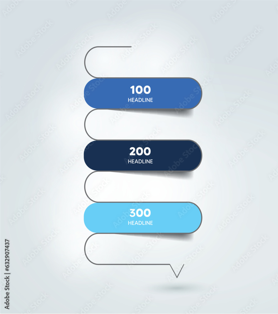 Three arrow template for presentation. 3 steps options, elements ...
