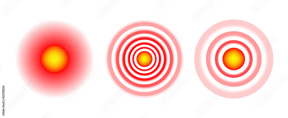 Vetor de A set of pain circles, red rings. The symbol of pain on the ...