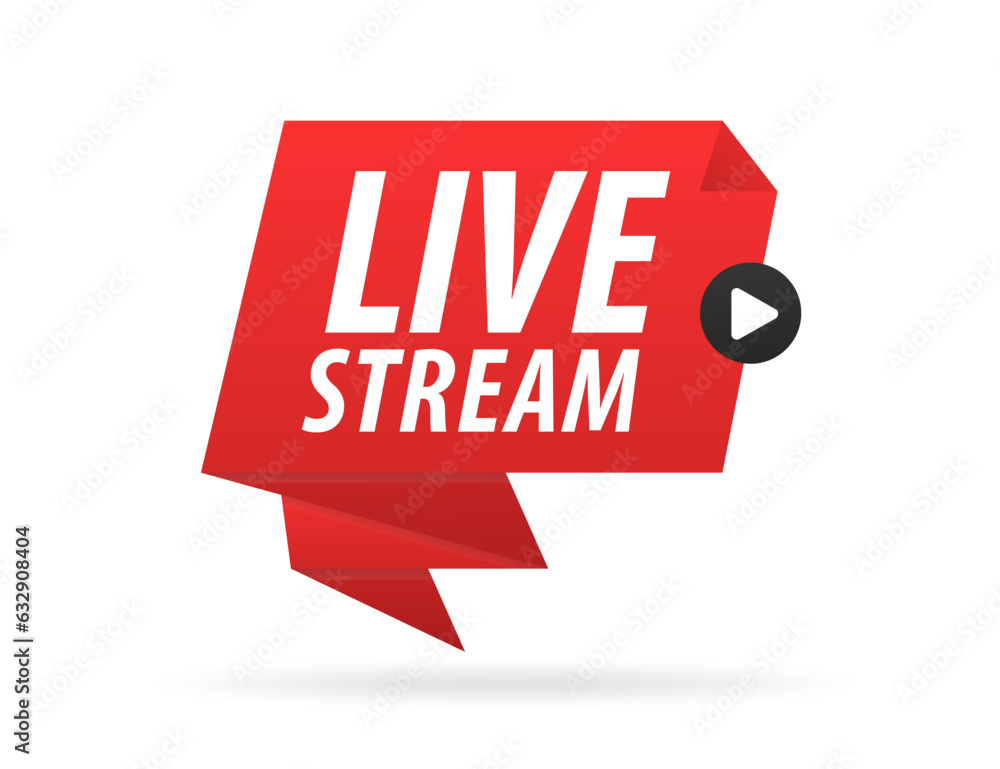 Live streaming logo - red vector design element with play button for ...