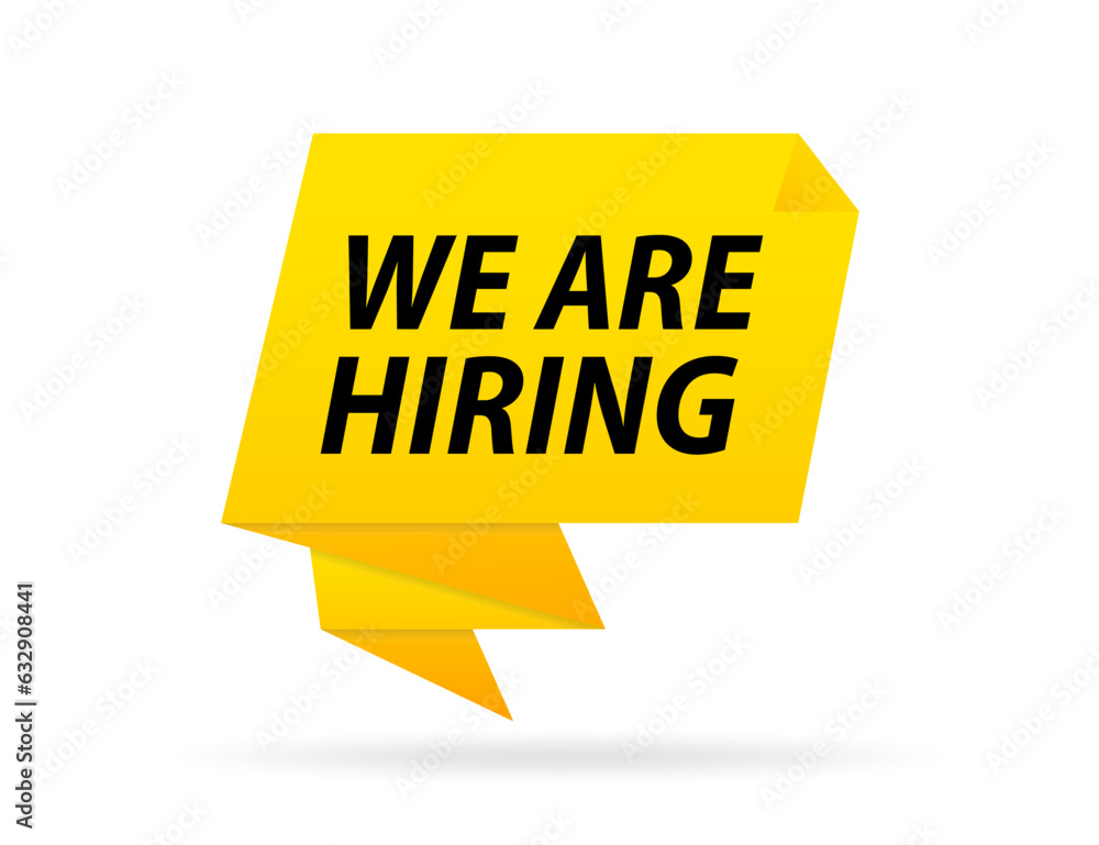 We are hiring isolated vector icon. Paper sticker for recruitment ...