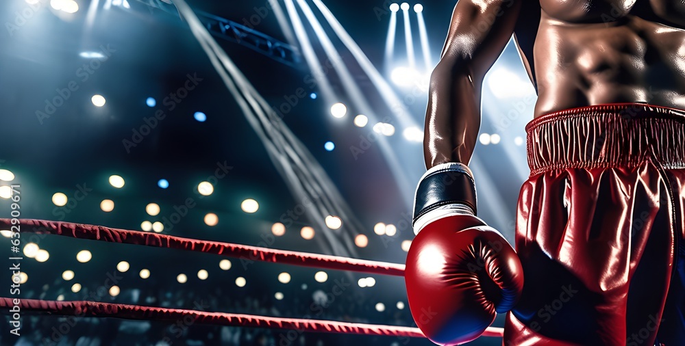 Boxing Spirit: Gloved Boxer's Midsection. Background Banner for Boxing ...