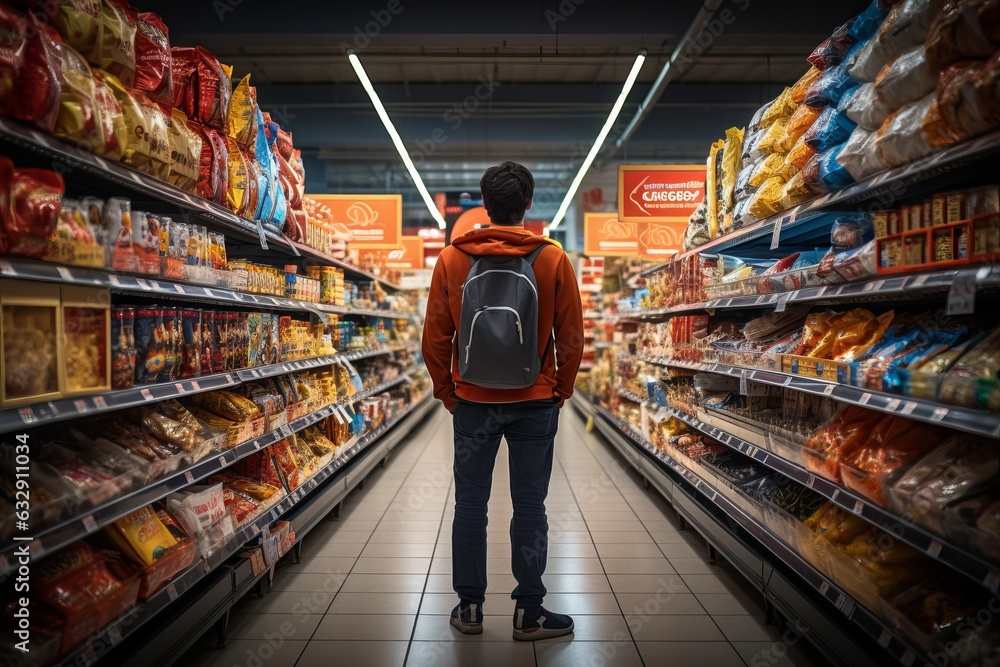 Shopper Exploring The International Food Section, Generative AI Stock ...