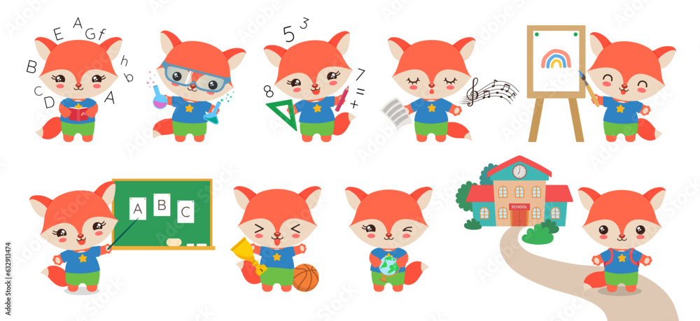 Back to school character set. Cartoon mascot preschool student and ...