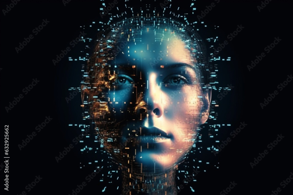Intersection of human face and artificial intelligence, where ... Intersection of human face and artificial intelligence, where ...