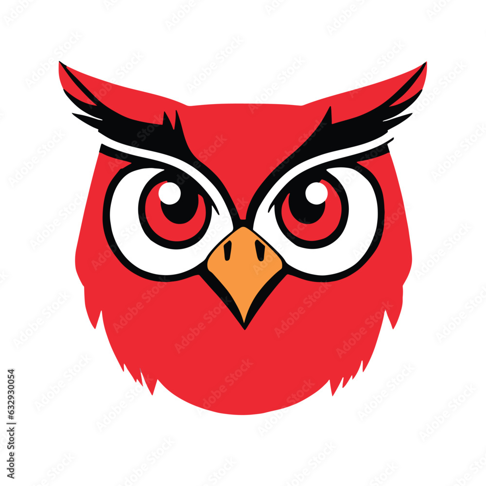 Red owl head kawaii animal cartoon character also called owl icon or ...
