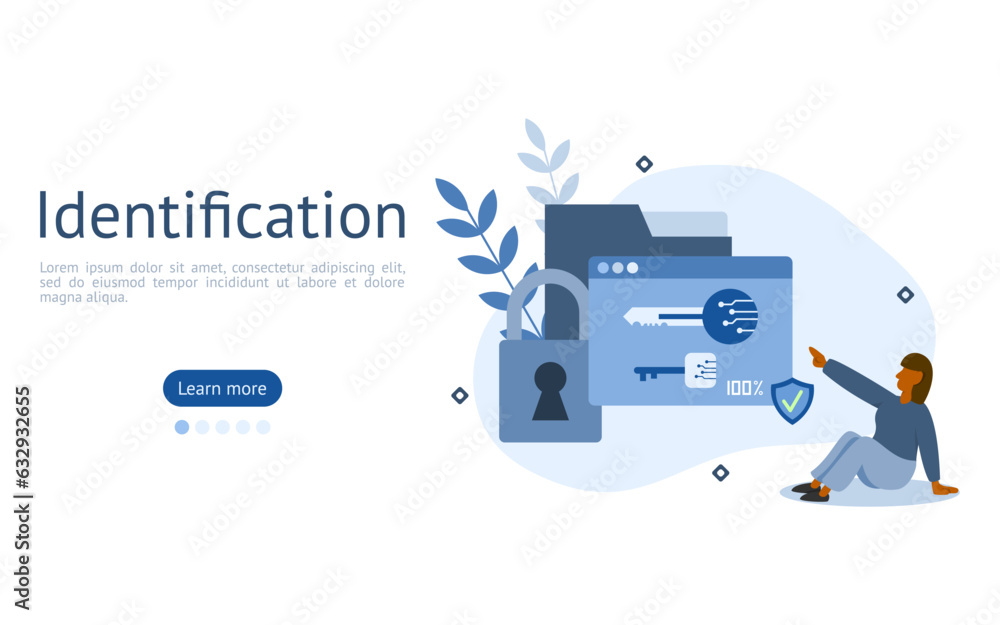 Identification illustration art. characters use Electronic Keys to ...