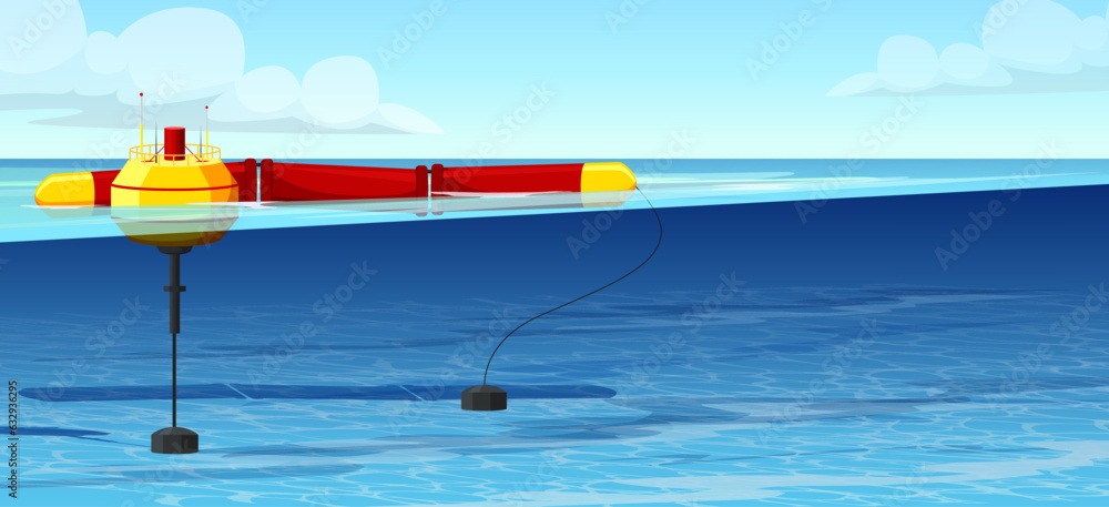 Wave energy plant. Alternative eco electric source. Environment nature ...