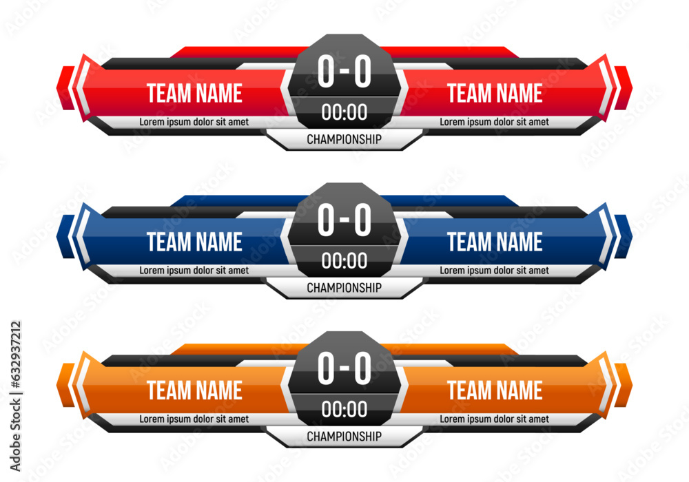 Sport scoreboard with time and result display. Vector template for your ...