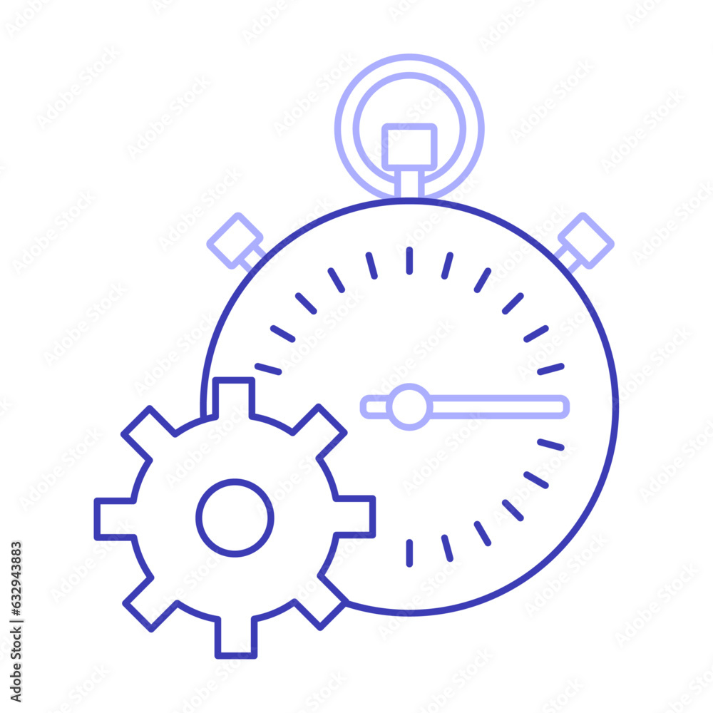 Stopwatch and Gear: A Symbol of Power and Strength. Vector Icon ...