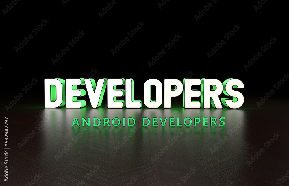 ANDROID DEVELOPERS, 3D Visual Design, Social Media Images. Stock ...