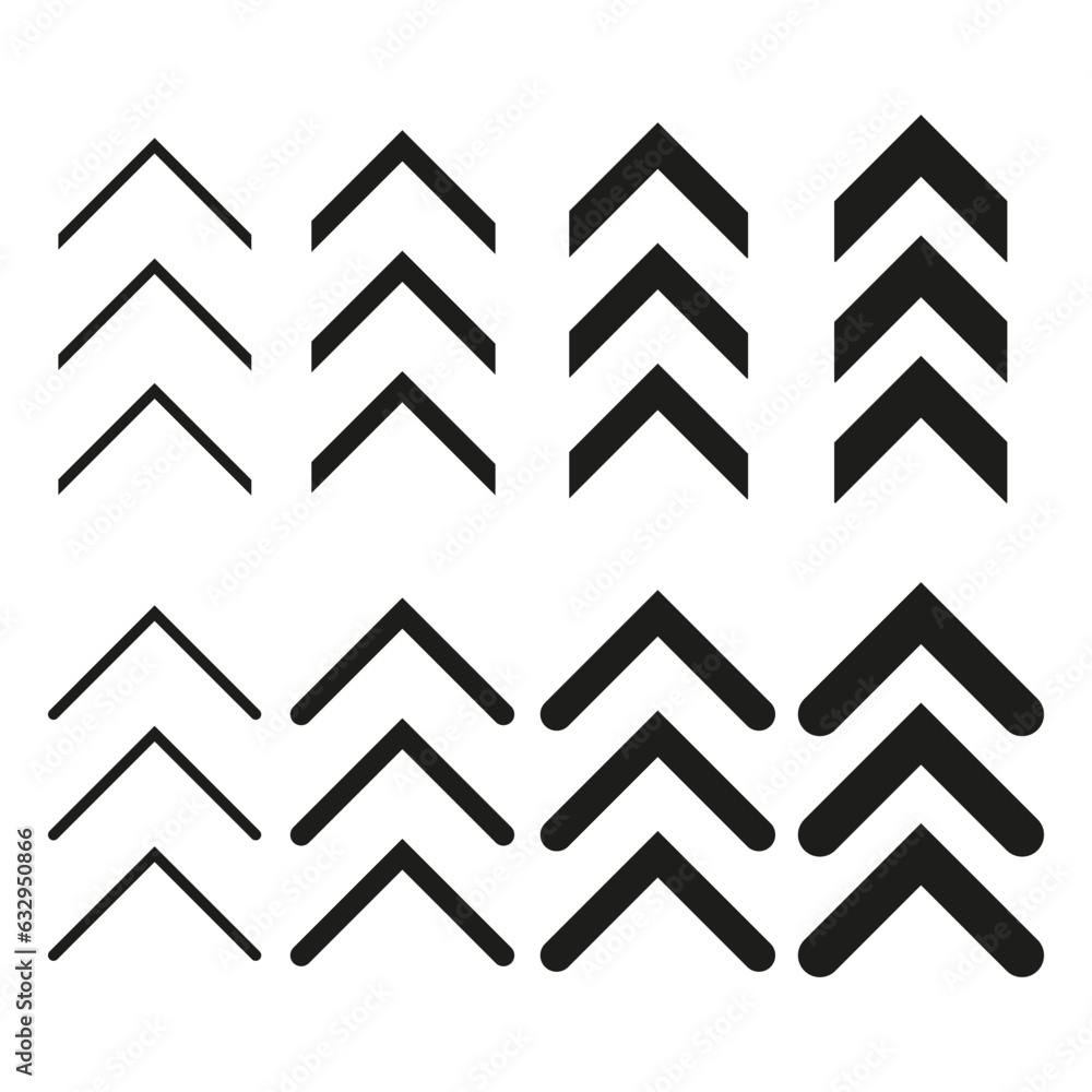 Arrow chevron symbol. Blend effect. Black arrows symbols set. Swipe ...