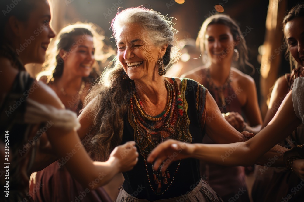 Foto de Women of different ages, dancing together at a folk event ...