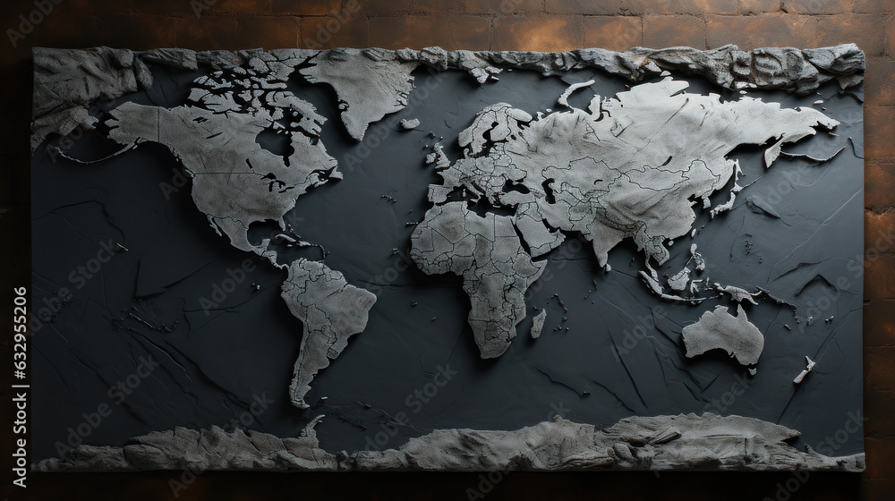 Concrete Minimalism: World Map in Subtle Simplicity. Generative AI ...