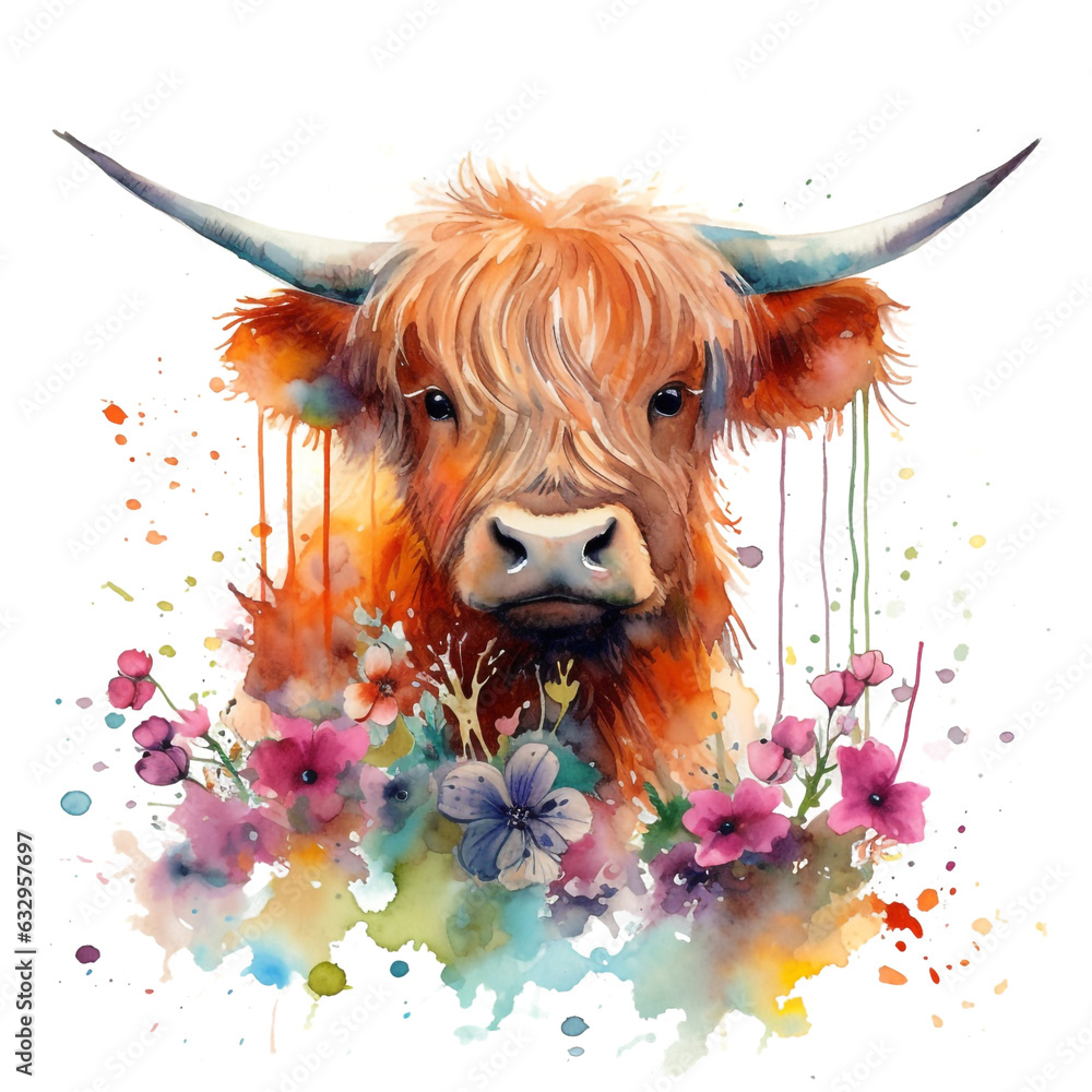 Highland cow png, watercolor clipart, highland cow baby, baby shower ...