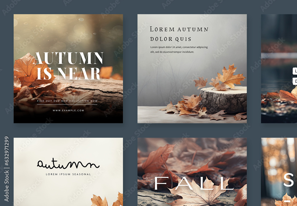Elegant Autumn Social Media Layouts With Modern Typography and ...