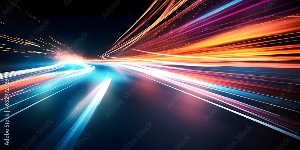 Car motion trails. Speed light streaks background with blurred fast ...