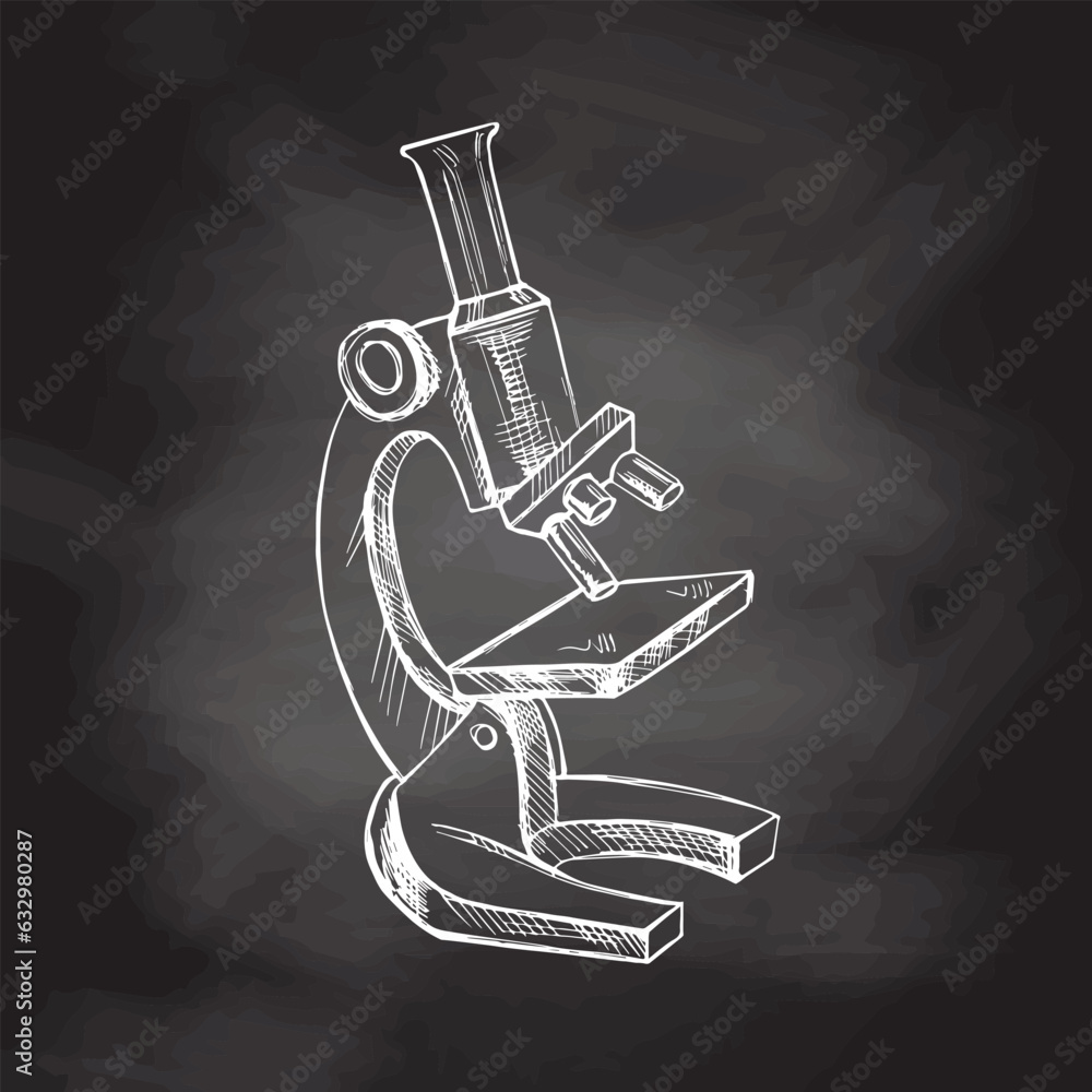 Vector hand-drawn school Illustration. Detailed retro style .microscope ...