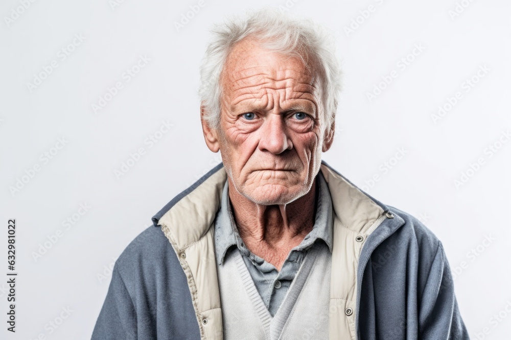 Lifestyle portrait photography of a man in his 70s with a strained ...