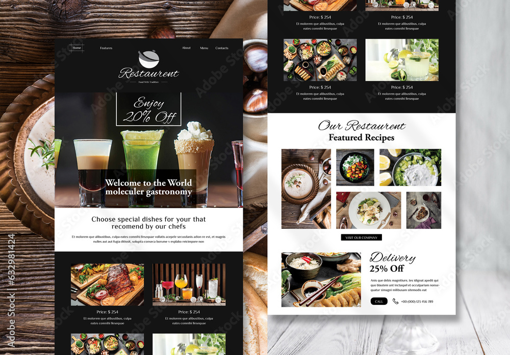 Food Email News Letter Layout Stock Template | Adobe Stock