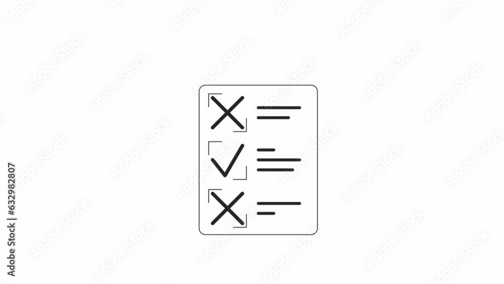 Vote ballot bw outline 2D object animation. Cross reject. Application ...