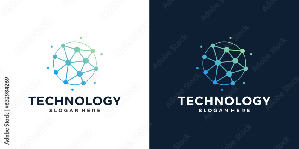 Innovate technology startup logo design with abstract dot, molecule and ...