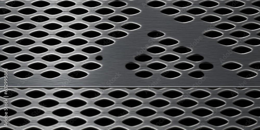 Seamless perforated metal catwalk texture isolated on black background ...