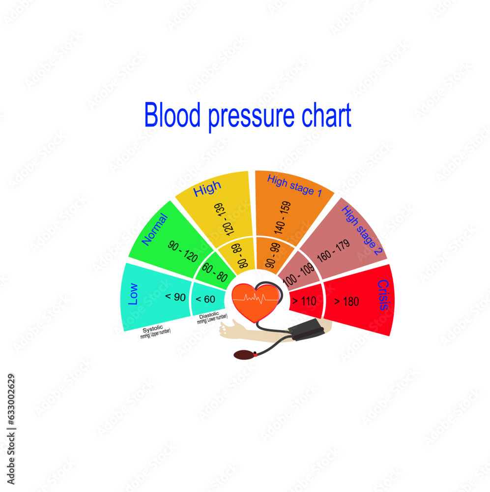 Blood pressure infographic. Hypertension chart isolated on white ...