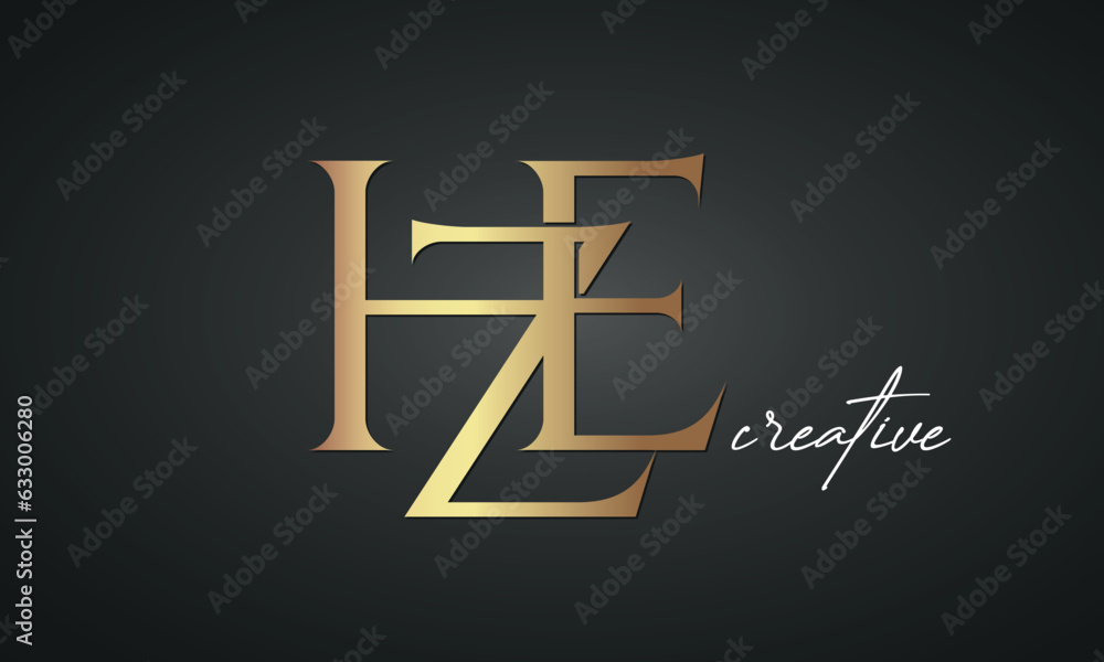 letters HZE golden logo icon premium monogram, creative royal logo ...