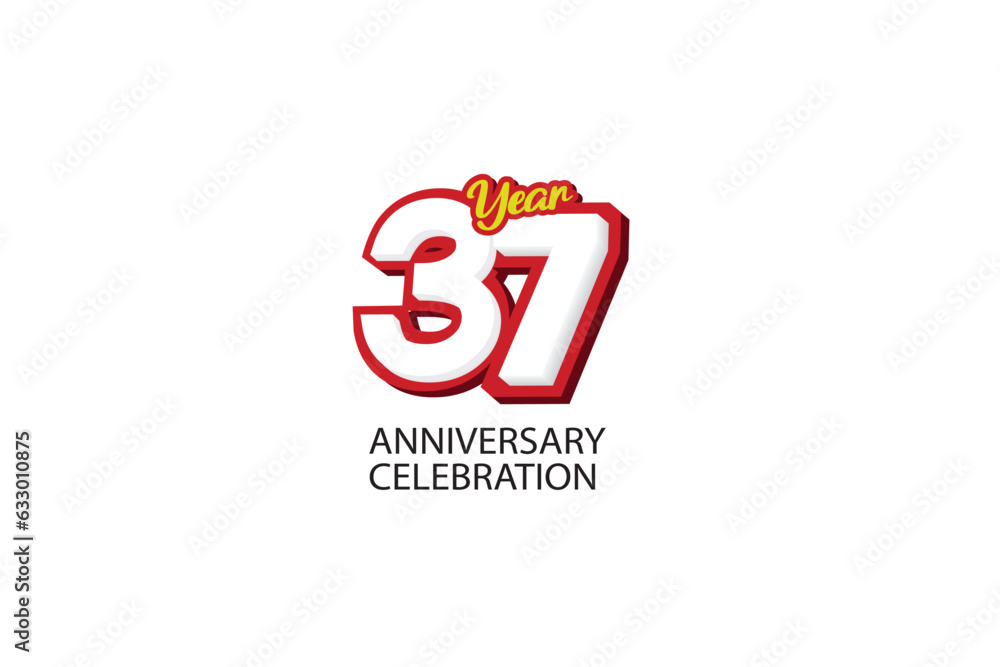 37th, 37 years, 37 year anniversary minimalist logo, jubilee, greeting ...