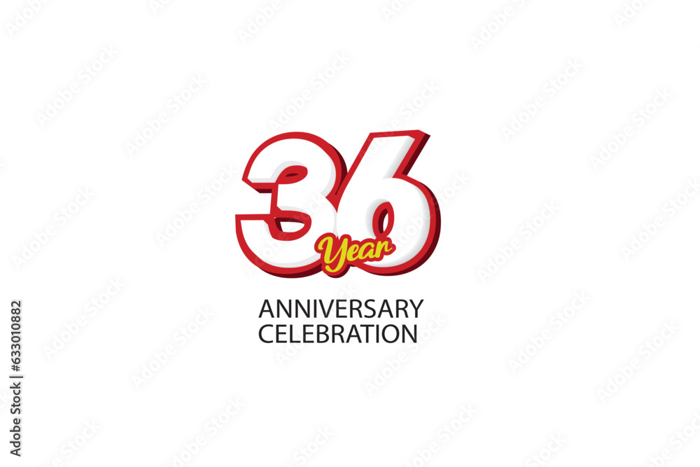 36th, 36 years, 36 year anniversary minimalist logo, jubilee, greeting ...