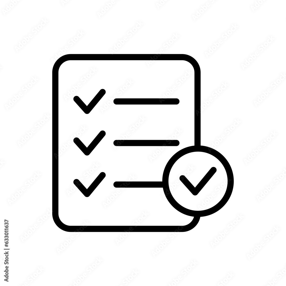 Document checklist icon. Report vector icon on white isolated ...
