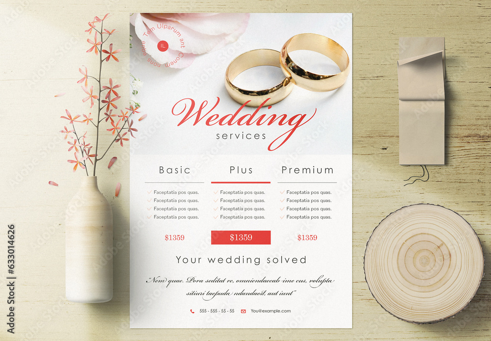 Wedding Services Flyer Layout Stock Template | Adobe Stock
