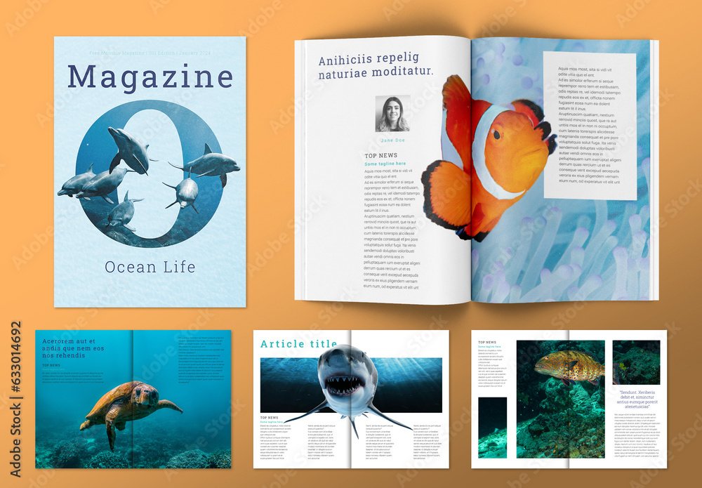Minimalist Magazine Layout Stock Template Adobe Stock