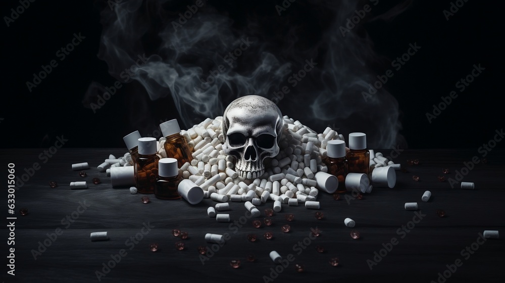 Human Skull and Crossbones - Depicting Drug Addict Concept .Ai ...