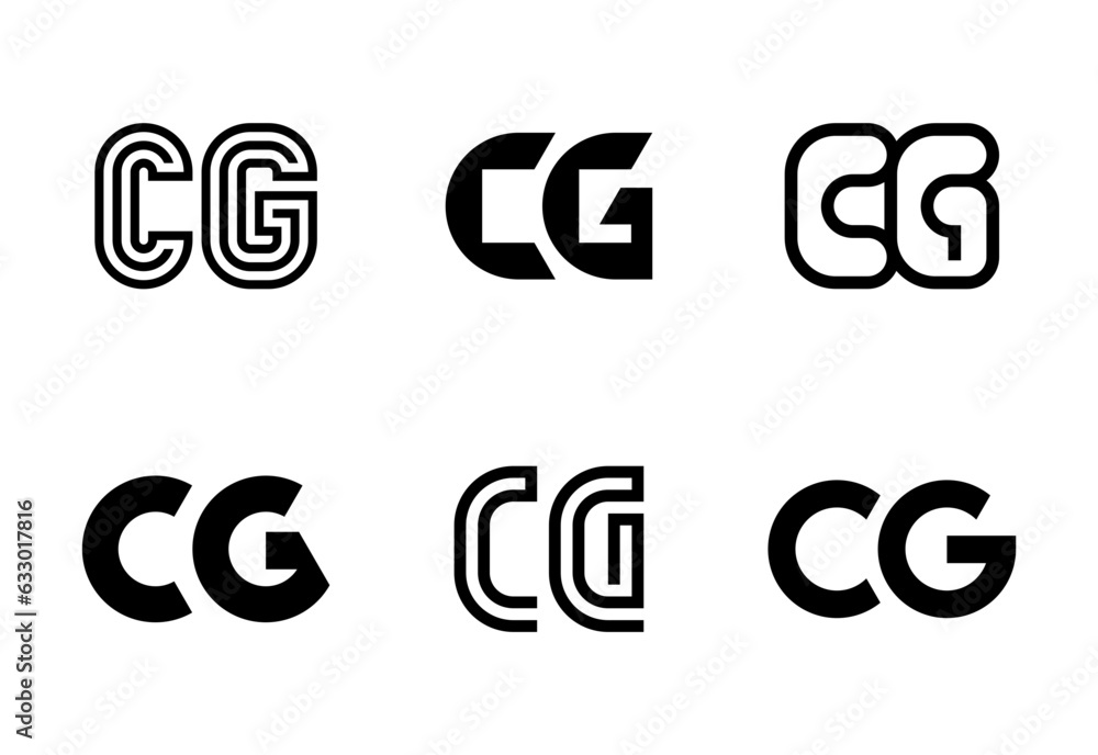Set of letter CG logos. Abstract logos collection with letters ...