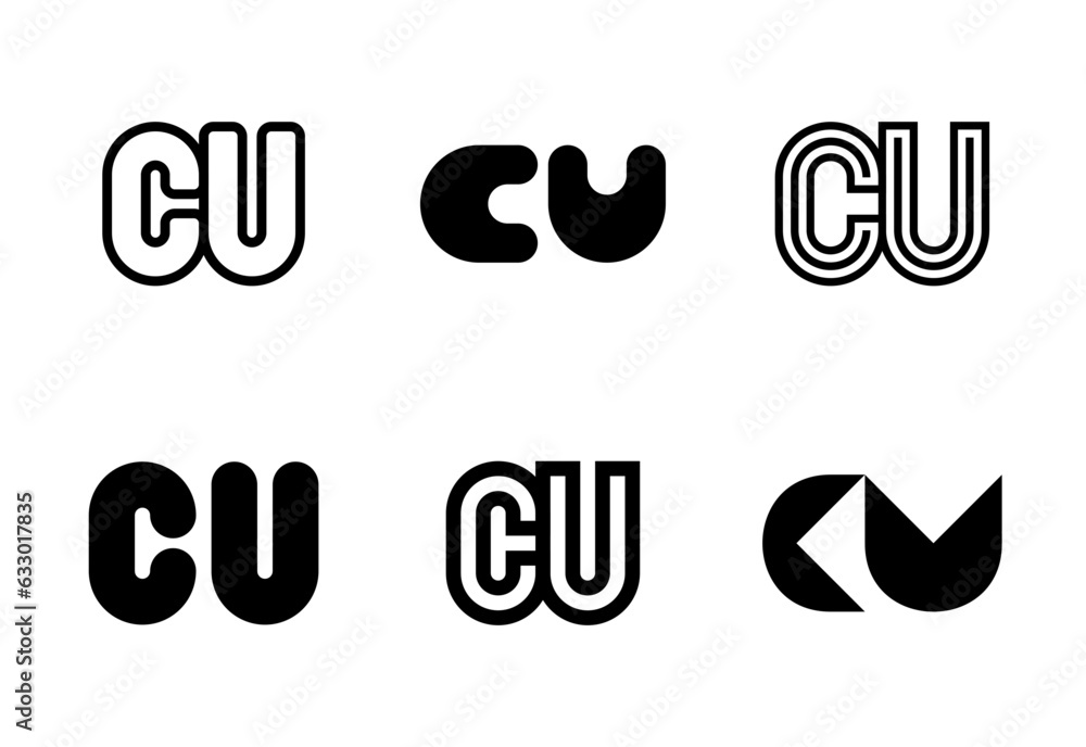 Set of letter CU logos. Abstract logos collection with letters ...