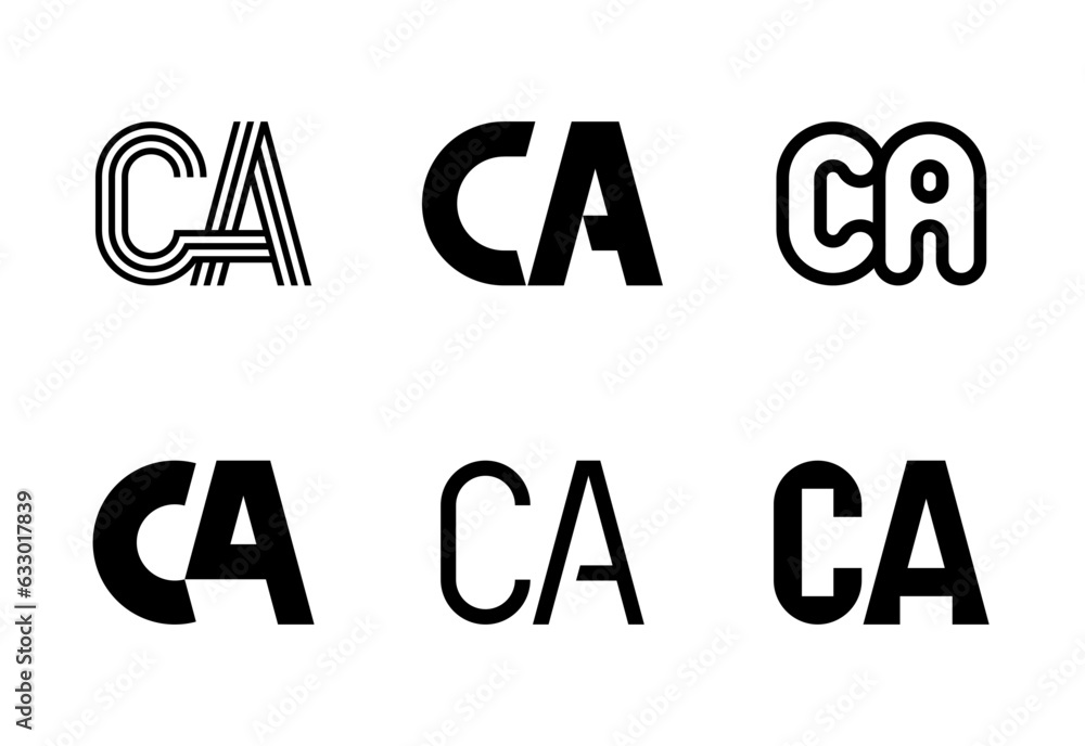 Set of letter CA logos. Abstract logos collection with letters ...