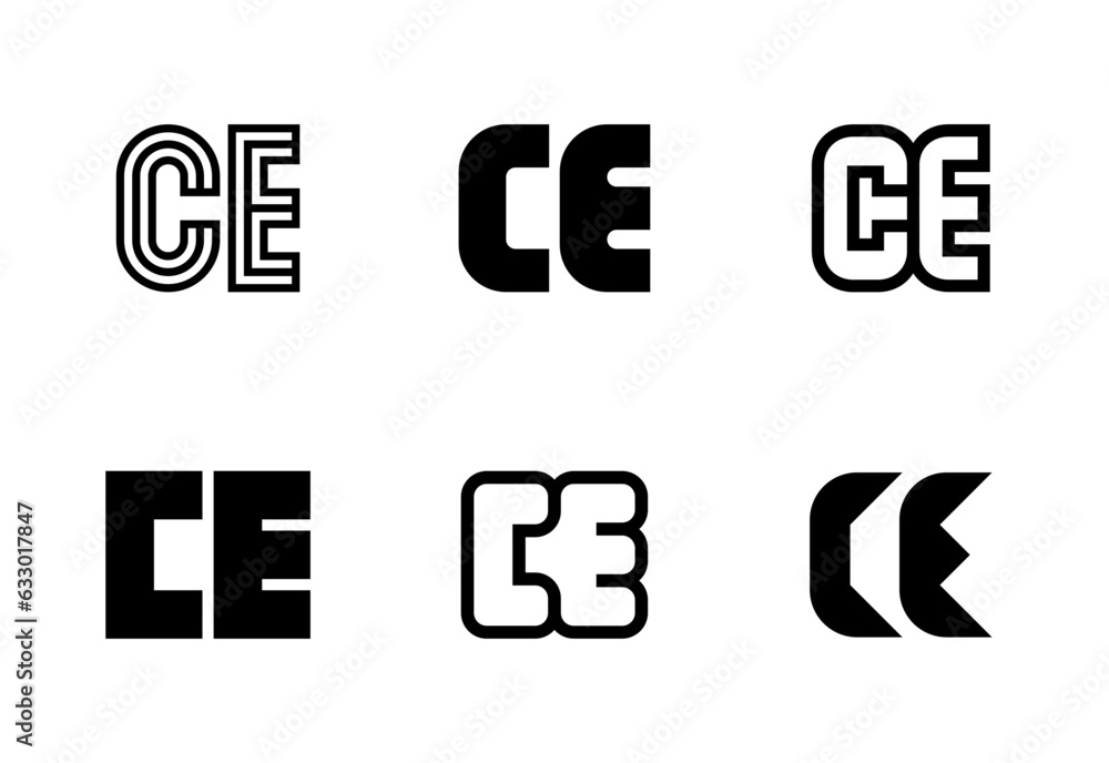 Set of letter CE logos. Abstract logos collection with letters ...