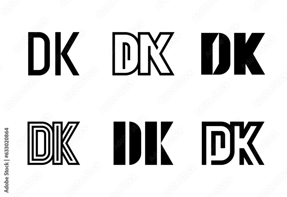 Set of letter DK logos. Abstract logos collection with letters ...