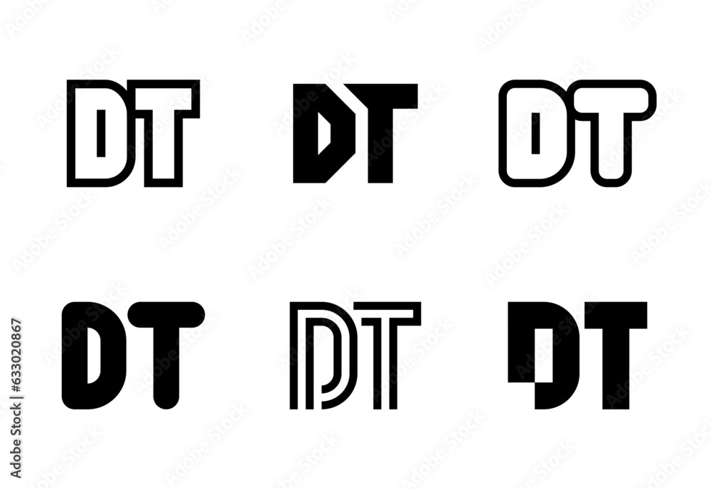 Set of letter DT logos. Abstract logos collection with letters ...