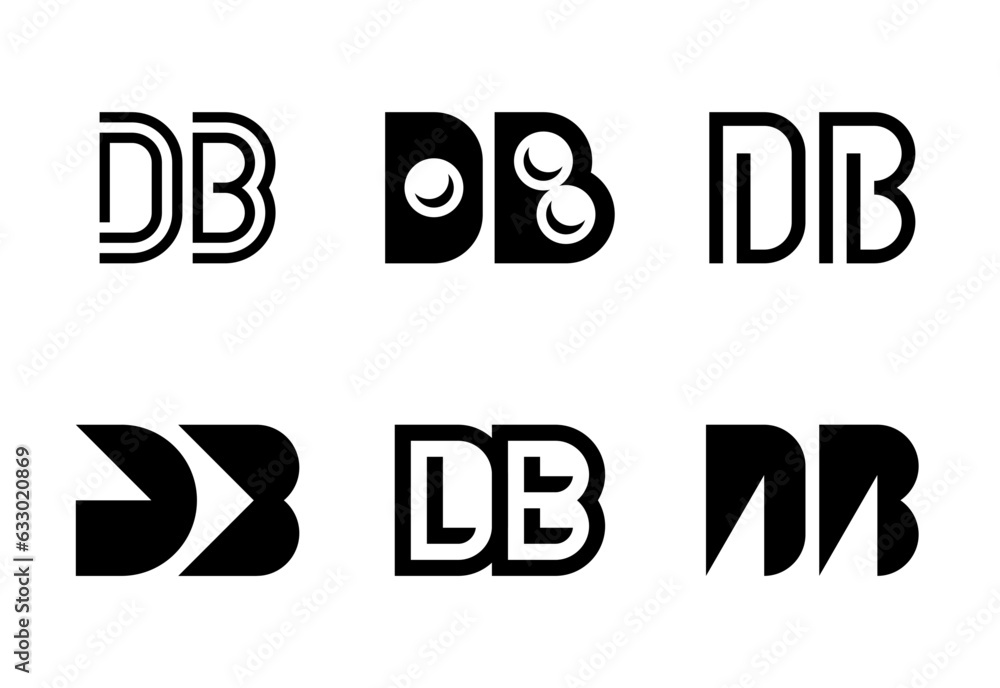 Set of letter DB logos. Abstract logos collection with letters ...