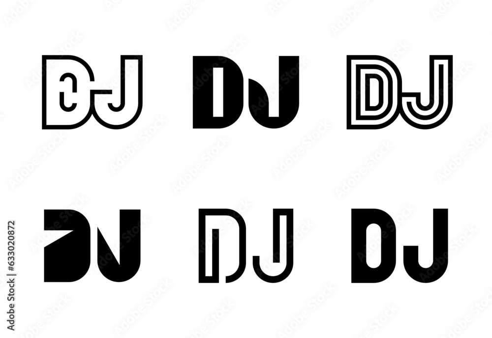 Set of letter DJ logos. Abstract logos collection with letters ...